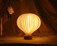 China Bedside Real Wood Table Lamp Creative Hot Air Balloon Design Dupont Paper Night Lights Gifts for sale