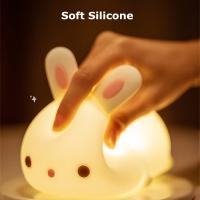 China Soft Silicone Rabbit Kids Nursery Bedside Nightlight Lamp Gifts Touch Sense RGB LED Bunny Night Light for sale