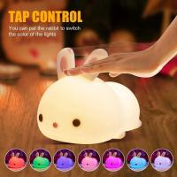 China Soft Silicone Rabbit Kids Nursery Bedside Nightlight Lamp Gifts Touch Sense RGB LED Bunny Night Light for sale