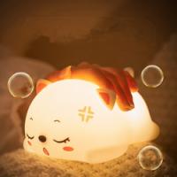 China LED Cute Cat Lamp Nursery Kids Bedroom Decor Gift Color Changing Silicone Touch Kitty Night Light for sale