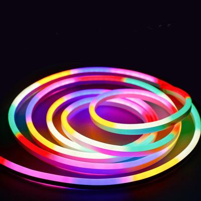 China Outdoor IP67 12V 6*12MM Marquee Flowing Water Silicone Strip Lights Colorful Flexible Neon Light Strip for sale