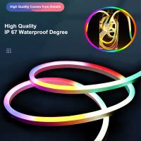 China Outdoor IP67 12V 6*12MM Marquee Flowing Water Silicone Strip Lights Colorful Flexible Neon Light Strip for sale