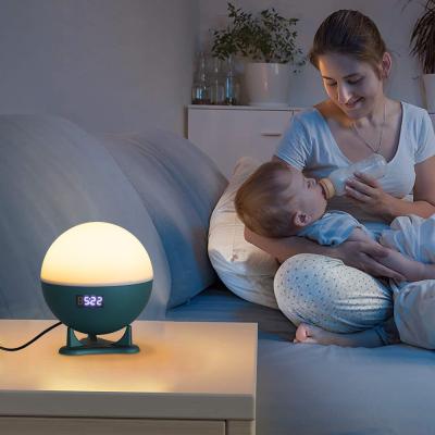China Tuya Wifi Smart Night Light For Mom and Baby Bedside White Noise Music Aid Sleep Wake Up Light Alarm Clock for sale