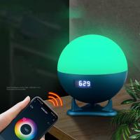 China Bedside Smart WIFI APP Control Full Colors Wake Up Table Lamp With Alarm Clock White Noise Touch Sense Wake Up Light for sale