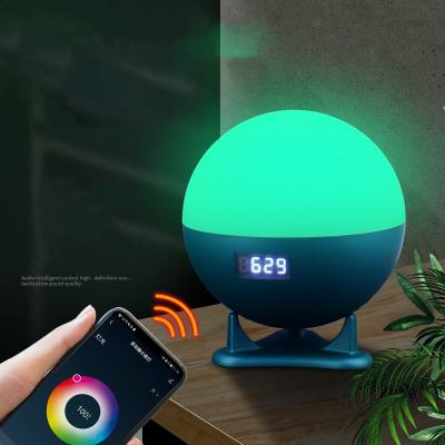 China Bedside Smart WIFI APP Control Full Colors Wake Up Table Lamp With Alarm Clock White Noise Touch Sense Wake Up Light for sale