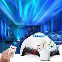 China Aurora Projector Star Night Lights Northern lights Galaxy Projector for Bedroom Kids Gift with Wireless Speaker & White for sale