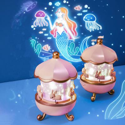 China 2022 Christmas Gift Dream Rolling Huts Projector Lamp With Wireless Speaker 360 Degree Rotation 12 Projection Films Cust for sale