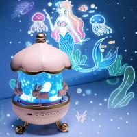 China 2022 Christmas Gift Dream Rolling Huts Projector Lamp With Wireless Speaker 360 Degree Rotation 12 Projection Films Cust for sale