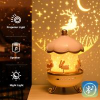 China Romantic Rotary House Starry Sky Projector Night Light Kids Adults Dream Cosmic Projection LED Lamp With Music Wireless for sale