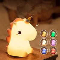China Unicorn Kids Night Light Lamp USB Rechargeable Soft Silicone 7 Colors Pat Lights For Nursery Baby Toddler's Gift for sale