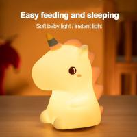 China Unicorn Kids Night Light Lamp USB Rechargeable Soft Silicone 7 Colors Pat Lights For Nursery Baby Toddler's Gift for sale