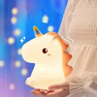 China Unicorn Kids Night Light Lamp USB Rechargeable Soft Silicone 7 Colors Pat Lights For Nursery Baby Toddler's Gift for sale
