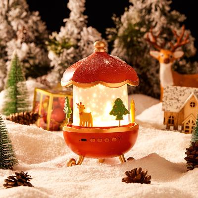 China Christmas Gift Dream Star Projector Night Light Creative Rotary House Music Box Projector Lamp With Wireless Speaker for sale
