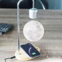 China Creative 3D Floating Moon Light Unique Gifts Table Lamp Home Decoration Floating Lamp with Wireless Charging Function fo for sale