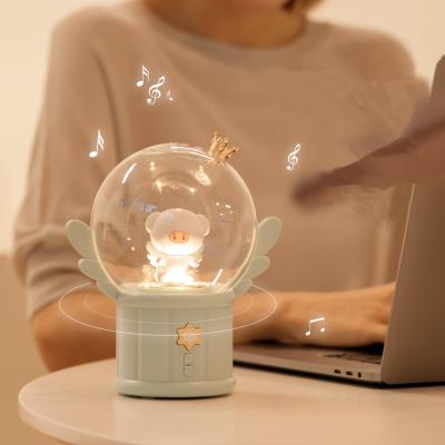 China Lovely Toy 360 Degree Rotation Music Box Atmosphere Lamp LED Night Light for Kids Girls Gift Bedroom Home Decor for sale