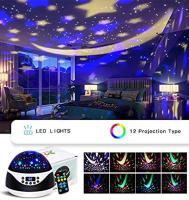 China Built-in 12 Light Songs 360 Degree Rotating 8 Colorful Night Light Projector Remote Control and Timer Design Projection for sale