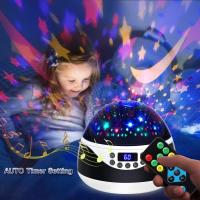 China Built-in 12 Light Songs 360 Degree Rotating 8 Colorful Night Light Projector Remote Control and Timer Design Projection for sale