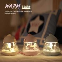 China New Carousel Music Night light colorful atmosphere table lamp USB Rechargeable Night Light Bedside Night Light For Child for sale