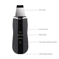 China Ultrasonic Skin Scrubber Deep Cleaning Face Scrubber Vibrating Facial Cleansing Skin Spatula Peeling Beauty Instrument D for sale