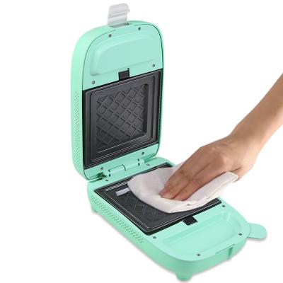 China 600w Electric Printing Sandwich Waffle Toaster Egg Microfiber 3 Plates Maker for sale