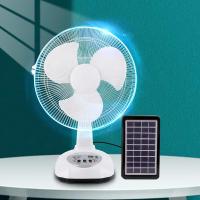 China Hot Solar Desk Fan AC/DC 12-Inch Rechargeable Floor Fan Solar Power Panel Mobile Charging Lighting Desk Fan for sale