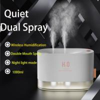 China Amazon hot double spray large capacity humidifier cold mist humidifier air diffuser portable desktop wireless humidifier for sale