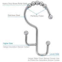 China Double Shower Curtain Rings Stainless Steel Rustproof Metal Hooks for Bathroom Shower Rods Curtains for sale