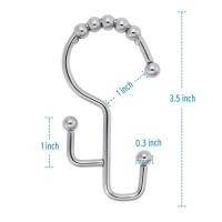 China Double Shower Curtain Rings Stainless Steel Rustproof Metal Hooks for Bathroom Shower Rods Curtains for sale