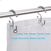 China Double Shower Curtain Rings Stainless Steel Rustproof Metal Hooks for Bathroom Shower Rods Curtains for sale