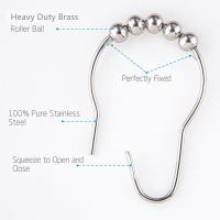 China 12 Sets Shower Curtain Rings Stainless Steel Rustproof Metal Hooks for Bathroom Shower Rods Curtains for sale