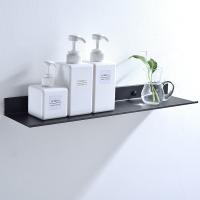 China Bathroom Accessories Adhesive No Drilling Rack SUS304 Stainless Steel Black Organizer Storage Shelves for sale
