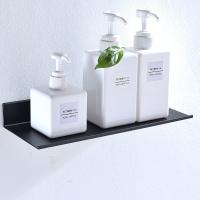 China Bathroom Accessories Adhesive No Drilling Rack SUS304 Stainless Steel Black Organizer Storage Shelves for sale