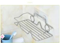 China Bathroom Shelf Organizer Storage Kitchen Rack with Traceless Transparent Adhesive No Drilling SUS304 Stainless Steel for sale