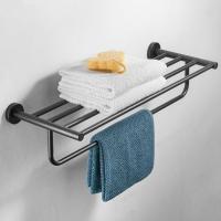 China Modern Design Decor Stainless Steel Black Wall Mount Towel Rack Toilet Holder Bathroom Accessories Set Organizer for sale