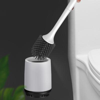 China Factory supply Bathroom accessories cleaning household handheld white silicone toilet brush and holder for sale