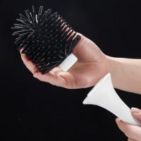 China Factory supply Bathroom accessories cleaning household handheld white silicone toilet brush and holder for sale