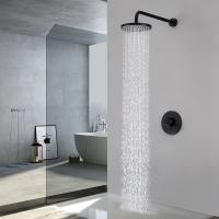 China Kingze ceiling shower mixer set bathroom black in wall mounted faucet column rainfall mixer bar shower heads for sale