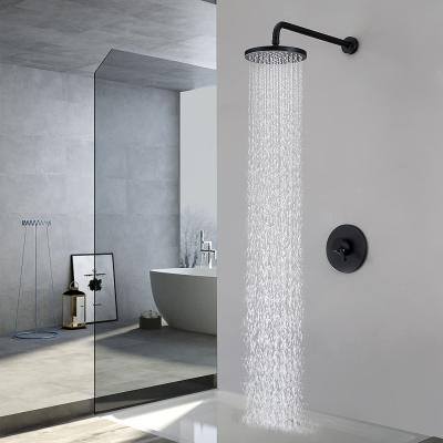 China Kingze ceiling shower mixer set bathroom black in wall mounted faucet column rainfall mixer bar shower heads for sale