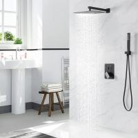 China OEM ODM 12 Inch square waterfall cabezal de ducha shower bathroom mixer set black column shower head for sale
