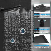 China Bathroom set 12 inch rainfall rain wall mounted faucets column waterfall mixer black shower head for sale