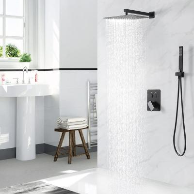 China Bathroom mixer tap waterfall shower column duschkopf black gold rainfall rain mixer water saving shower head for sale