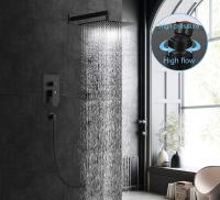 China OEM bathroom accessories waterfall black ceiling cabezal de ducha 3 way mounted rainfall shower head for sale