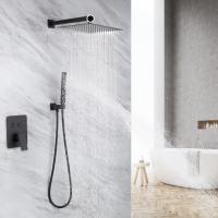 China cUPC Bathroom Shower Mixer Set Settings Stainless Steel Shower Mixer Black Rainfall Water Saving Shower Head for sale