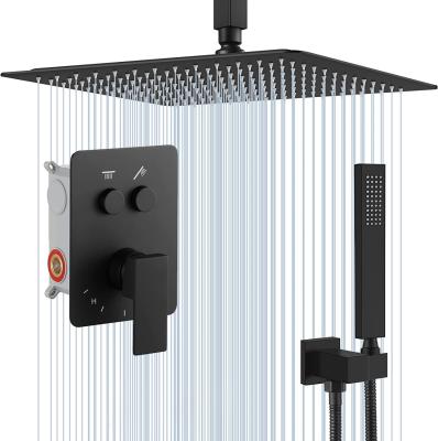 China cUPC UPC Waterfall Water Saving Shower Head 8inch 10inch 12inch 16inch wall mount rainfall thermostatic mixer shower set for sale