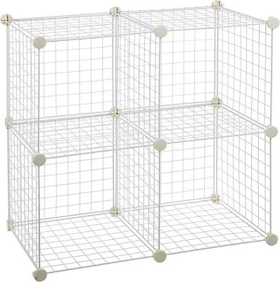 China White Multi Use DIY 4 Cube Metal Wire Powder Coated Storage Shelves for sale