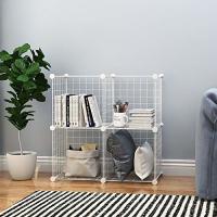 China White Multi Use DIY 4 Cube Metal Wire Powder Coated Storage Shelves for sale