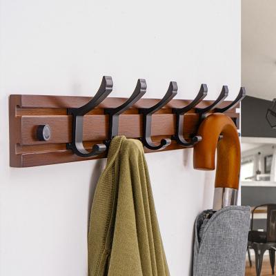 China Coat Hat Hanger for Wall Organized and Storage with Movable Hooks Bamboo Sundries Rack for sale