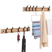 China Coat Hat Hanger for Wall Organized and Storage with Movable Hooks Bamboo Sundries Rack for sale