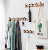 China Coat Hat Hanger for Wall Organized and Storage with Movable Hooks Bamboo Sundries Rack for sale