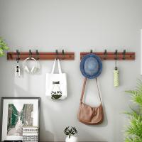 China Coat Hat Hanger for Wall Organized and Storage with Movable Hooks Bamboo Sundries Rack for sale